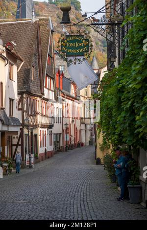 Historic townscape of the World Heritage town Bacharach on the Rhine ...