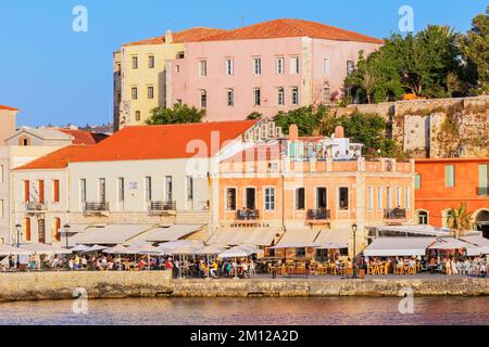 The Venetian Harbour, Chania, Crete, Greek Islands, Greece Stock Photo ...