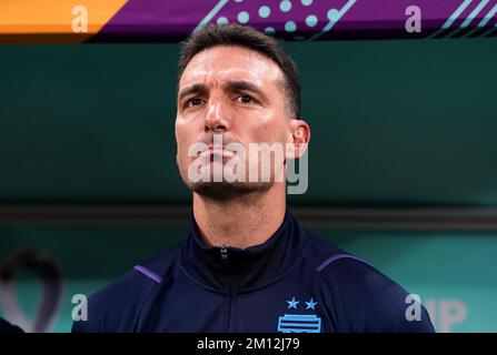 Argentina manager Lionel Scaloni during the FIFA World Cup Quarter ...