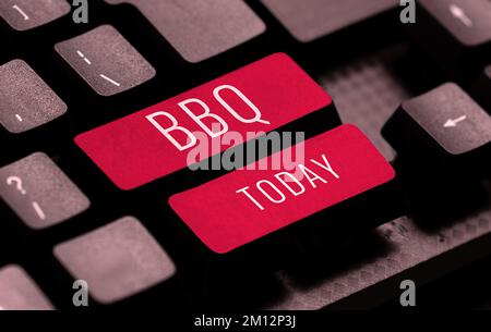 Hand writing sign Bbq. Business showcase usually done outdoors by ...