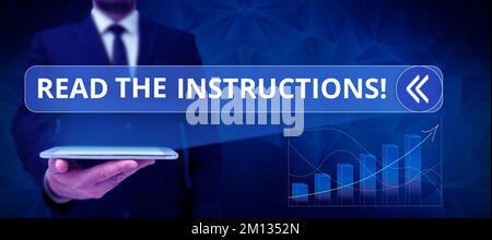Text showing inspiration Read The Instructions. Business concept ...