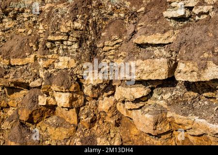 Outcrop of limestone strata to the day surface. Sedimentary rocks of ...