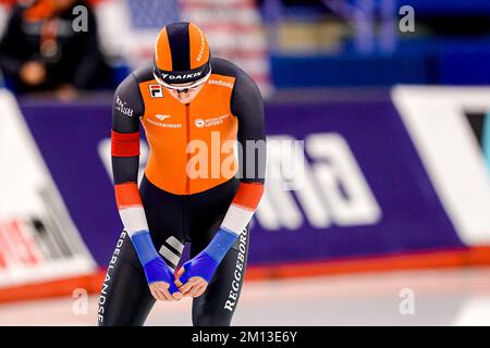 CALGARY, CANADA - DECEMBER 9: Femke Kok of The Netherlands competing on ...