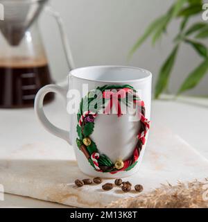 hand made decorative design coffee cup with colorful figure Stock Photo ...
