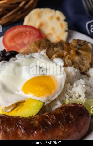 Colombian food. Bandeja paisa, typical dish at the Antioquia region of ...