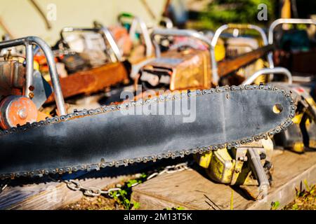 Historic chainsaws & logging & mining tools; Discovery Yukon Lodge & RV ...