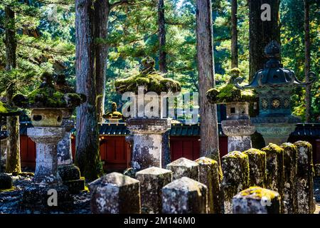 Beautiful stone toro lanterns at Toshogu Shrine in Nikko Japan at fall ...