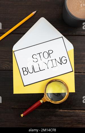 Inspiration showing sign Stop Bullying, Business approach Fight and ...