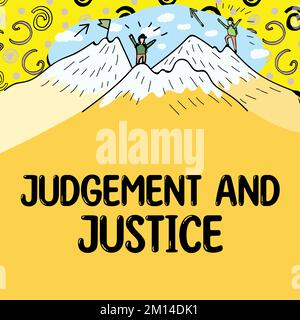 Conceptual caption Judgement And Justice, Word Written on system of ...