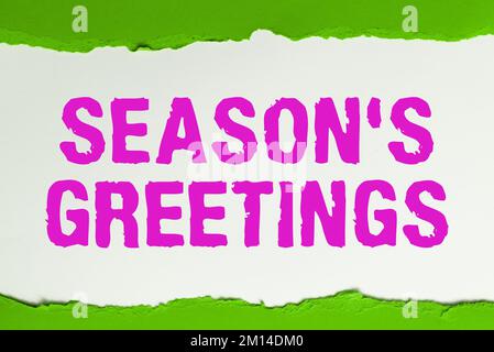 Text showing inspiration Season's Greetings. Internet Concept Used as ...