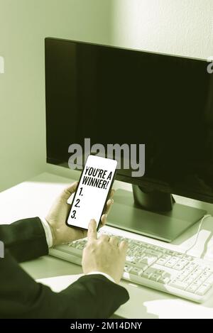 Writing displaying text You'Re a Winner , Word Written on Winning as ...