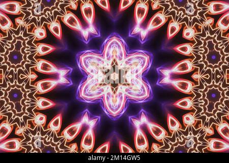 Magic mystic fantasy fractal. Esoteric neon glowing geometric mandala ...