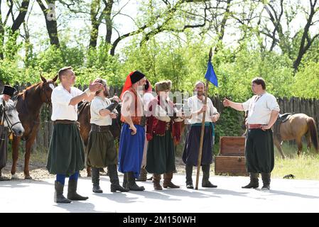 Zaporozhye Cossacks from the Zaporozhye army in national costumes on ...
