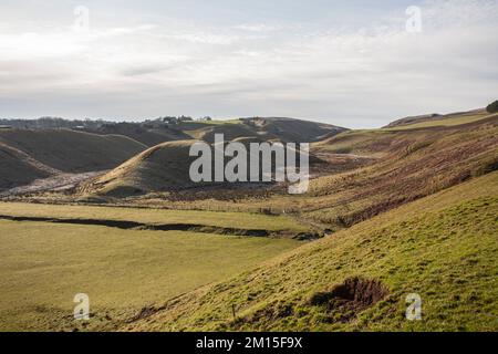 Meltwater channels at Carlops in the Pentland Hills, Scotland Stock ...