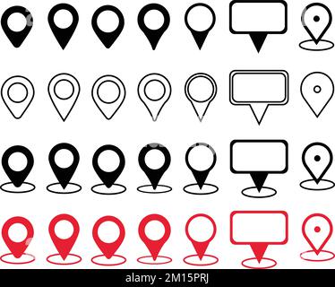 Outline location icon. GPS pointer. Map pin. Navigator guide. Vector line simple button. Black ...