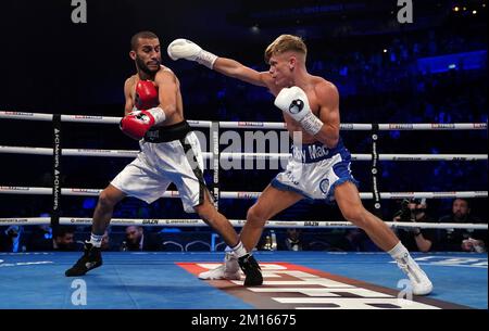 Koby McNamara (right) against Nabil Ahmed at the First Direct Arena ...