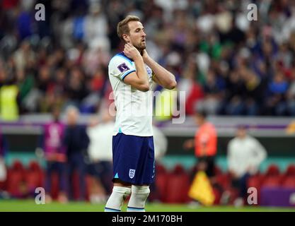 England's Harry Kane stands dejected following the FIFA World Cup ...
