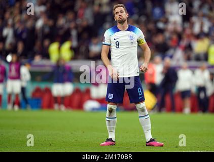 England's Harry Kane stands dejected following the FIFA World Cup ...
