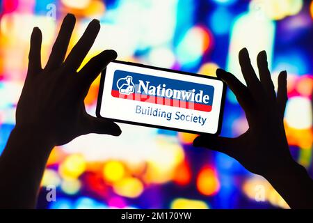 In this photo illustration, the Nationwide Building Society logo seen ...