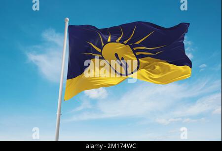 official flag of Mesa, Arizona untied states of America at cloudy sky ...