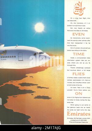 Emirates airline advert in a magazine 1998 Stock Photo - Alamy