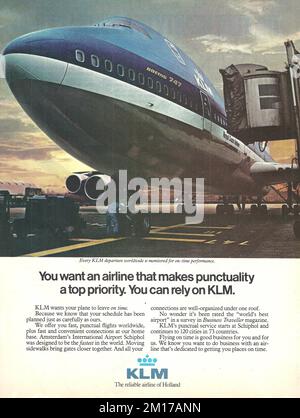 KLM vintage magazine advertisement Stock Photo - Alamy