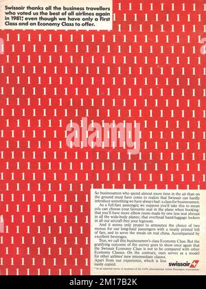 Swiss air vintage magazine advertisement Stock Photo - Alamy