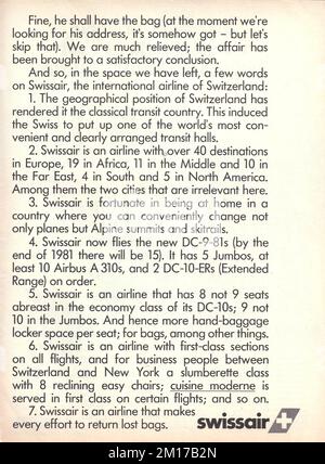 Swiss air vintage magazine advertisement Swiss Air with newspaper stand ...