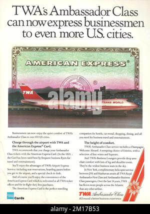 TWA vintage magazine advertisement TWA Ambassador Class advert Stock ...