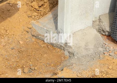 detail of curbstone fixed with a concrete bed in detail at the ...