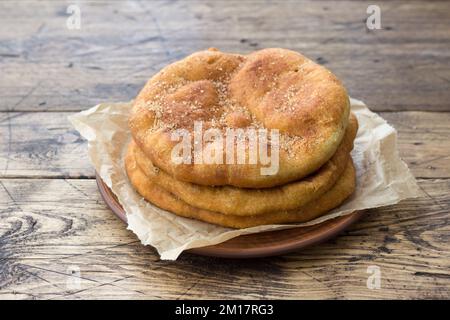 Homemade Navajo fried bread or sweet Elephant Ears with brown sugar and ...