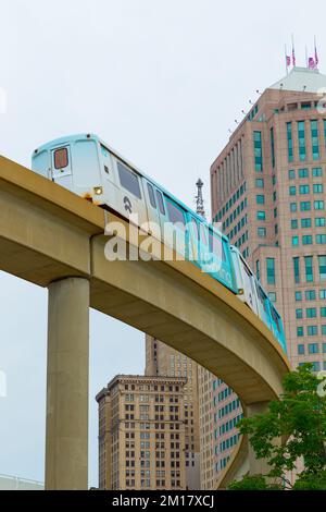 The Detroit People Mover is an elevated and automated rail system in ...