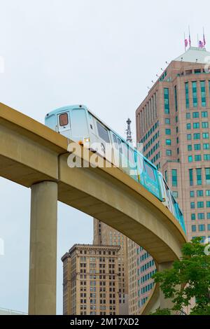 The Detroit People Mover is an elevated and automated rail system in ...