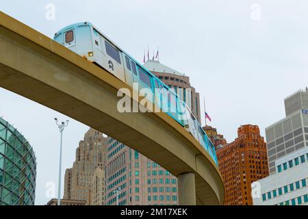 The Detroit People Mover is an elevated and automated rail system in ...