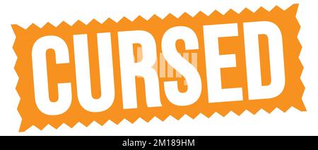 CURSED text written on orange rectangle stamp sign Stock Photo - Alamy
