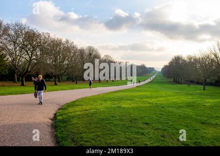 Visitors on The Long Walk leading up to Windsor Castle Berkshire ...