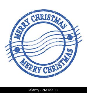 CHRISTMAS text written on blue-black round stamp sign Stock Photo - Alamy