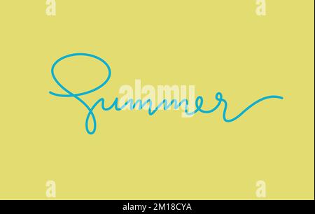 Hand written lettering word summer and pink flamingo. Cute summer ...