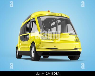 3d illustration yellow without driver electric bus for tourist ...