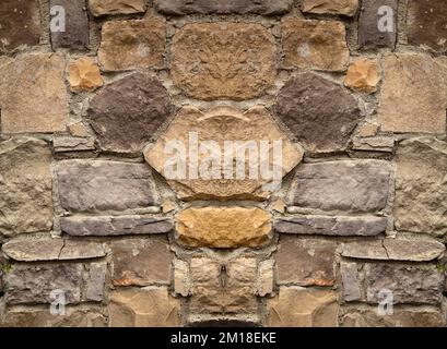 Sturdy yellow and beige cut stone wall, good for backgrounds, seamless ...