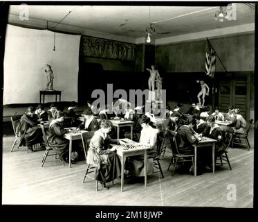 Studio scene , Checkers, Classrooms, Sculpture, Students, Massachusetts ...