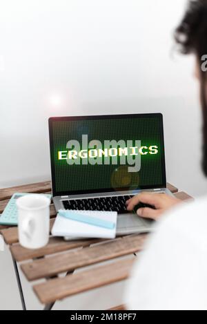 Text showing inspiration Ergonomics, Concept meaning fitting or ...