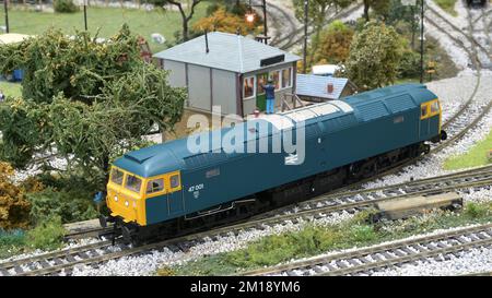 A model of a class 47, 47001 on a model railway in BR Blue Stock Photo ...