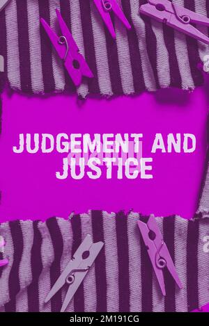 Conceptual caption Judgement And Justice, Word Written on system of ...