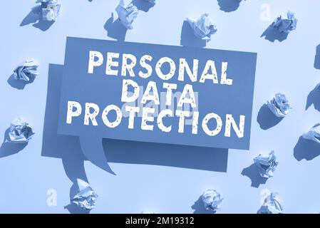 Sign displaying Personal Data Protection, Business idea protecting and ...