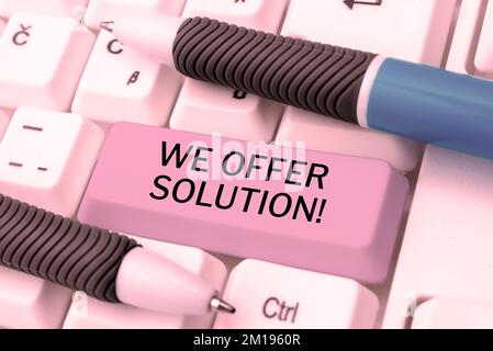Text caption presenting We Offer Solution. Business showcase give means ...