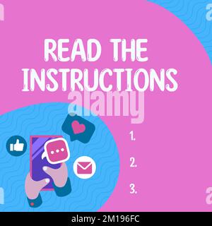 Text caption presenting Read The Instructions. Concept meaning ...