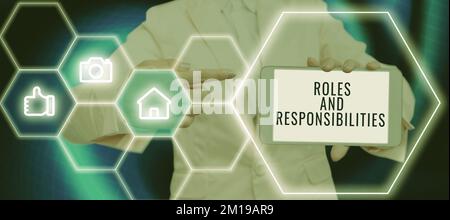 Hand writing sign Roles And Responsibilities. Business concept Business ...