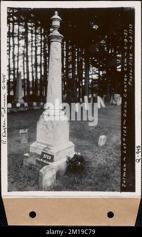 Tolman, Dana Center Cemetery, lot 34, Dana, Mass., Apr. 15, 1937 ...