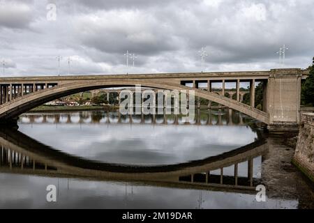 The three bridges of Berwick upon Tweed, the Old Bridge, New Bridge and ...